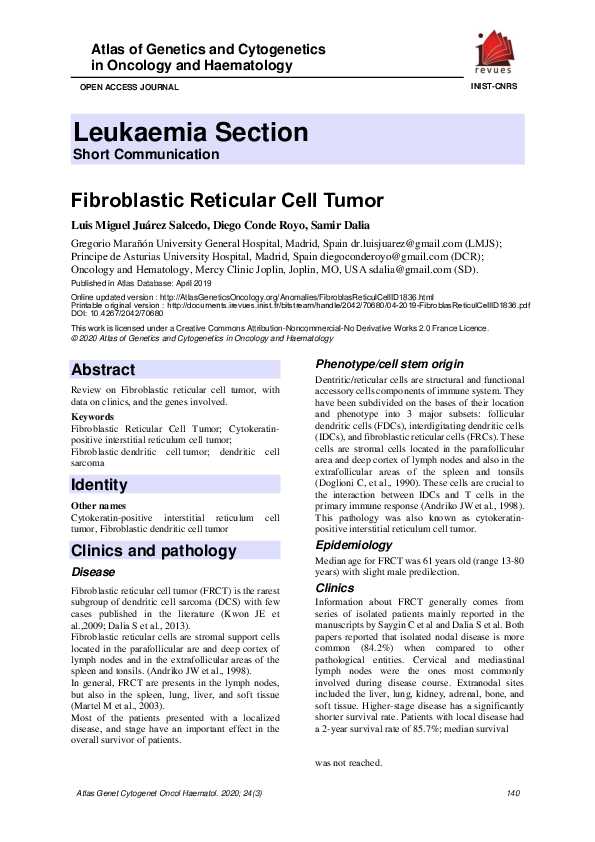 (PDF) Fibroblastic Reticular Cell Tumor