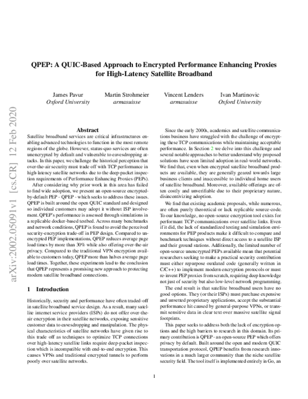 (PDF) QPEP: A QUIC-Based Approach to Encrypted Performance Enhancing ...