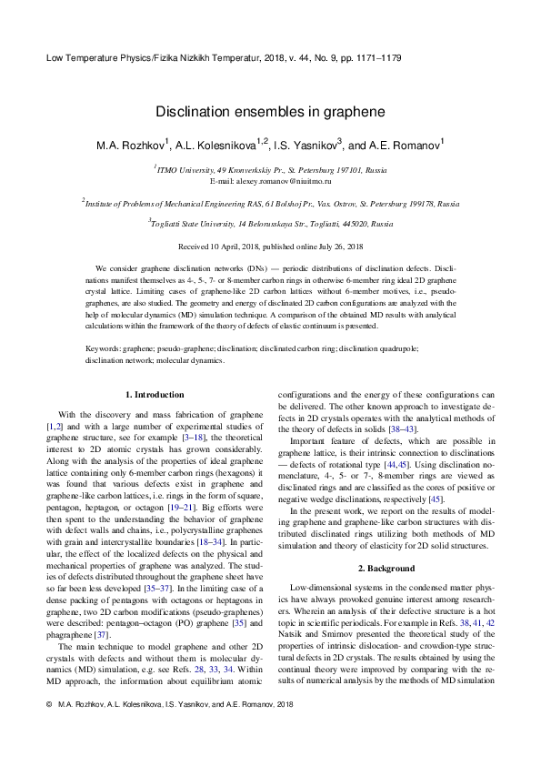 (PDF) Disclination ensembles in graphene