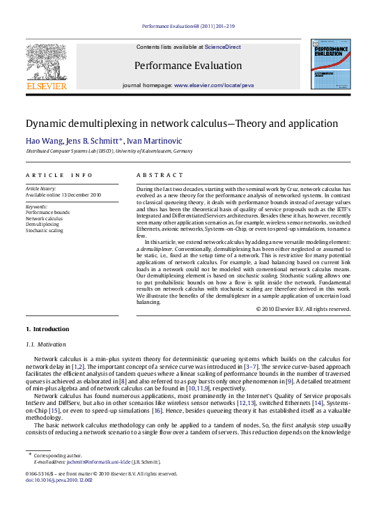 Pdf Dynamic Demultiplexing In Network Calculus—theory And Application