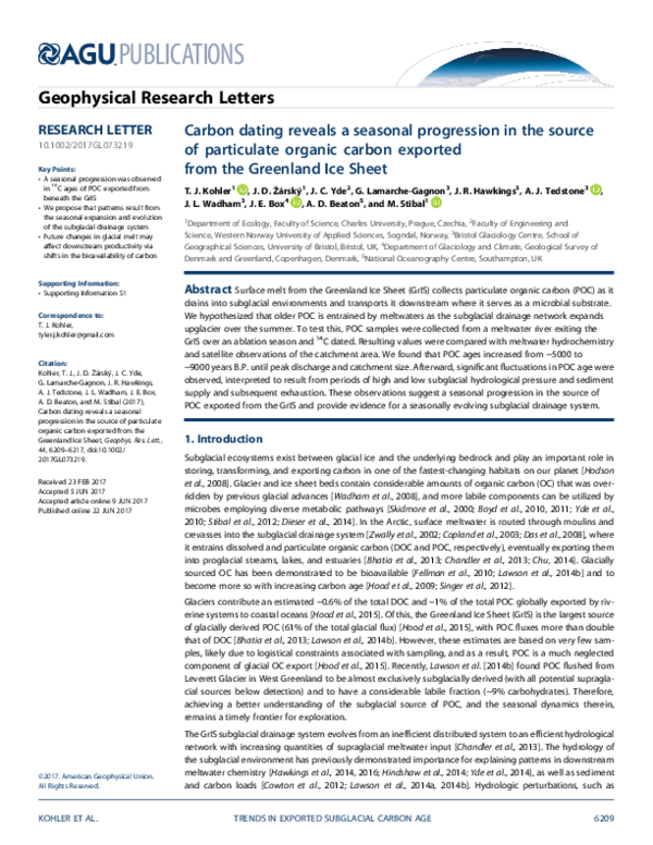 (PDF) Carbon dating reveals a seasonal progression in the source of ...
