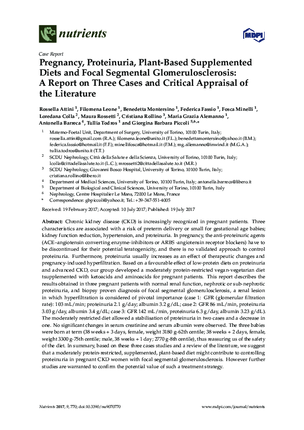 (PDF) Pregnancy, Proteinuria, Plant-Based Supplemented Diets and Focal ...