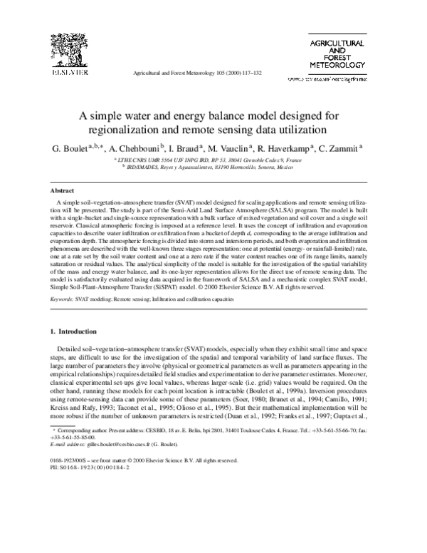 (PDF) A simple water and energy balance model designed for ...