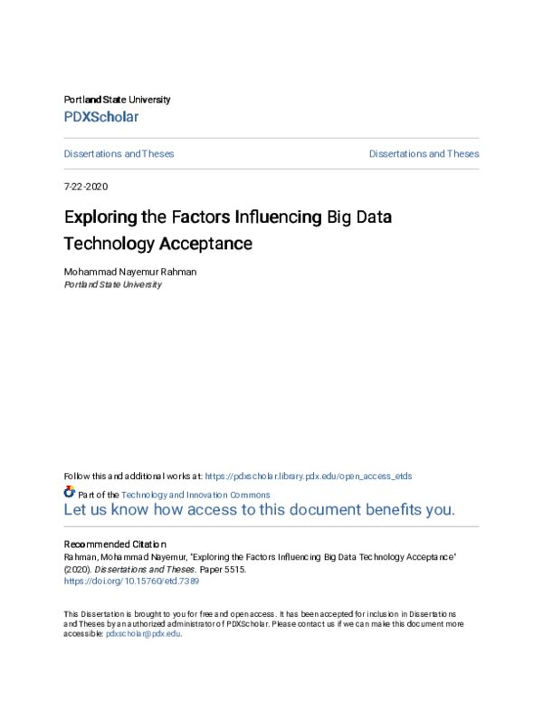 (PDF) Exploring the Factors Influencing Big Data Technology Acceptance