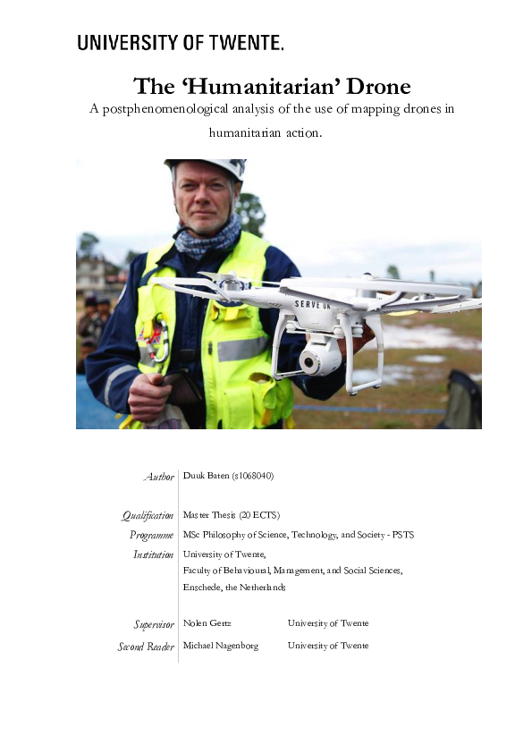 (PDF) The 'humanitarian' drone : a postphenomenological analysis of the ...