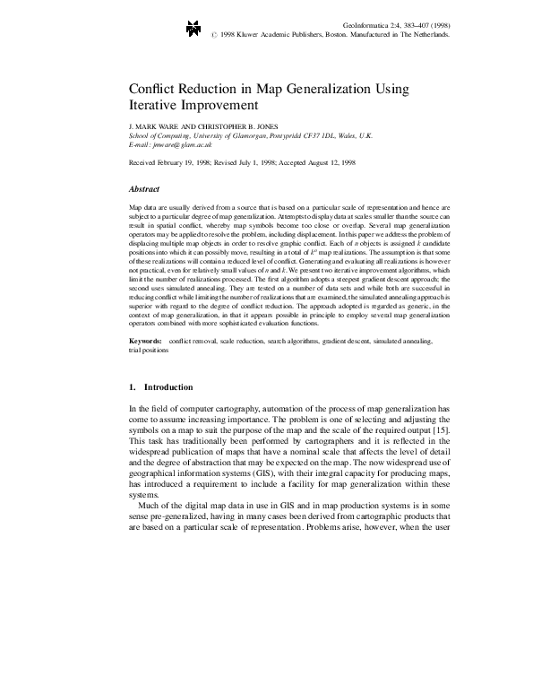 (PDF) Conflict Reduction in Map Generalization Using Iterative Improvement