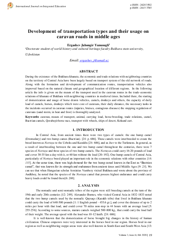 (PDF) Development of transportation types and their usage on caravan ...