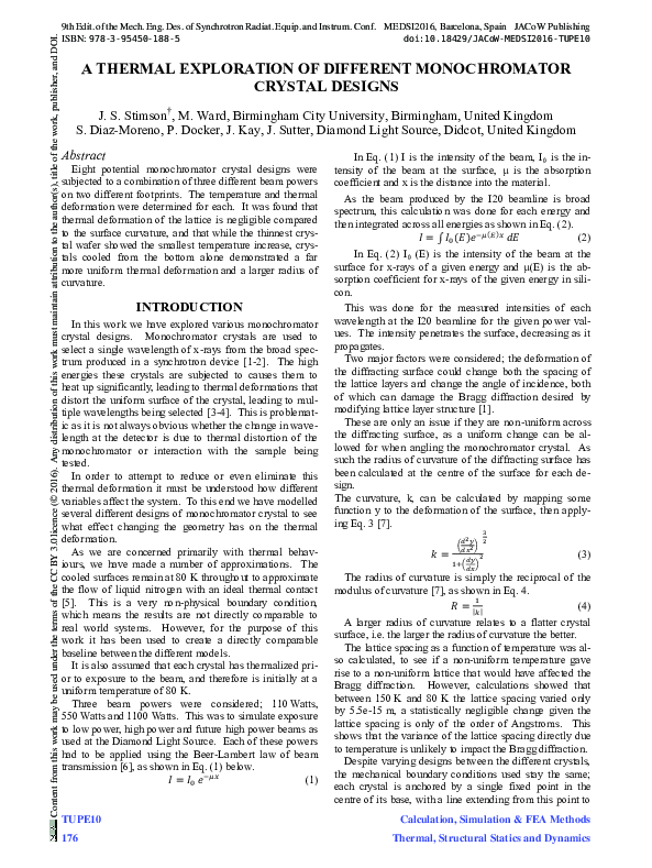 (PDF) A Thermal Exploration of Different Monochromator Crystal Designs