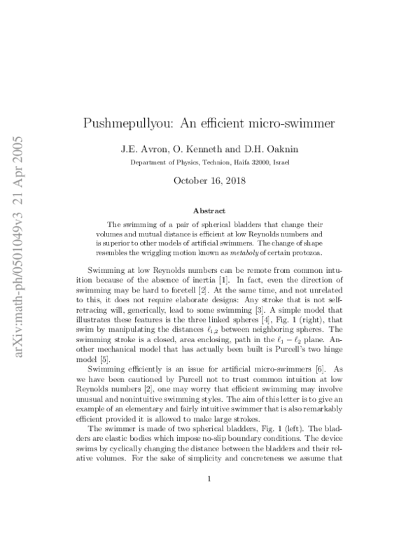 (PDF) Pushmepullyou: an efficient micro-swimmer