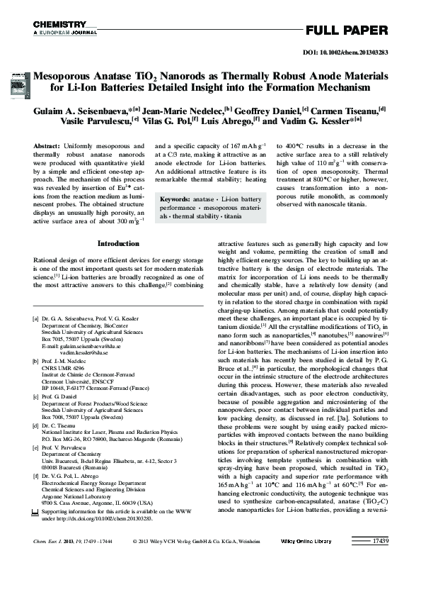 (PDF) Mesoporous Anatase TiO 2 Nanorods as Thermally Robust Anode ...
