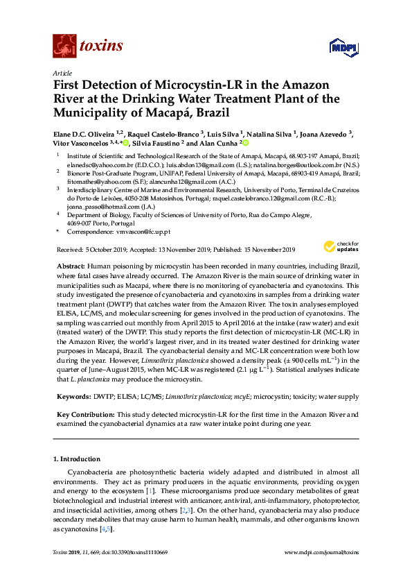 (PDF) First Detection of Microcystin-LR in the Amazon River at the ...