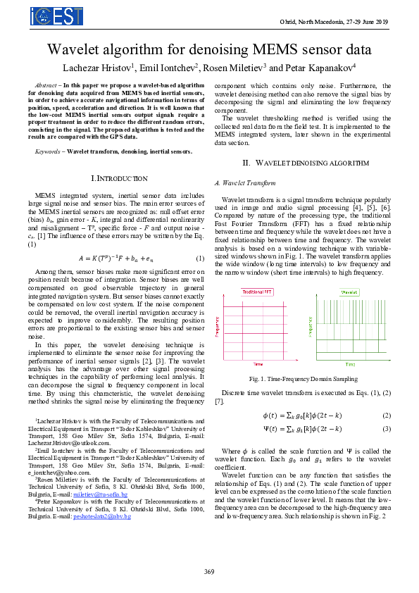 (PDF) Wavelet algorithm for denoising MEMS sensor data