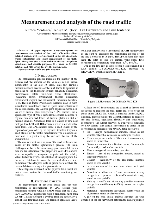 Pdf Measurement And Analysis Of The Road Traffic