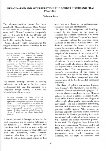 (PDF) Deracination and Acculturation; the Border in Chicano Film Practice