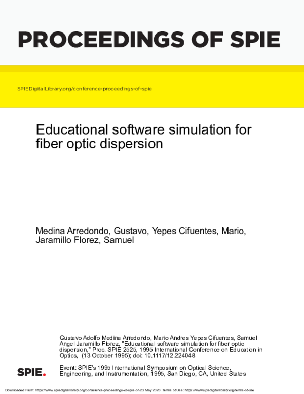 (PDF) Educational software simulation for fiber optic dispersion