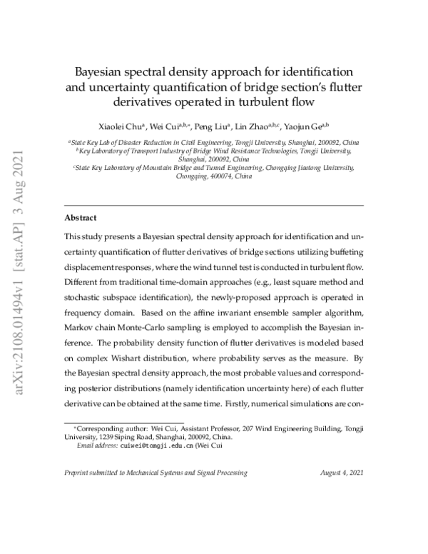 (PDF) Bayesian spectral density approach for identification of bridge section’s flutter ...