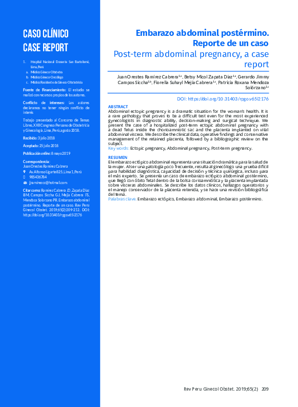 (PDF) Embarazo abdominal postérmino. Reporte de un caso