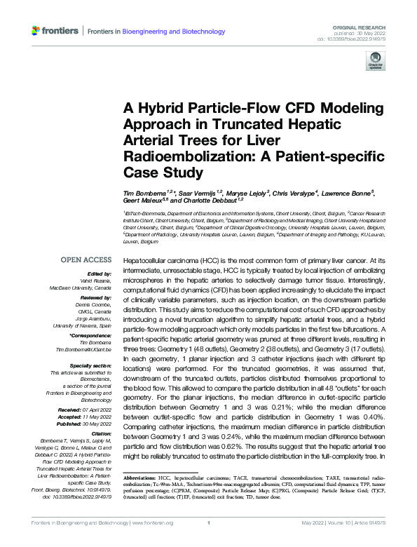 (PDF) A Hybrid Particle-Flow CFD Modeling Approach in Truncated Hepatic Arterial Trees for Liver ...