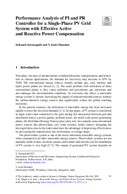 (PDF) Performance Analysis of PI and PR Controller for a Single-Phase PV Grid System with ...