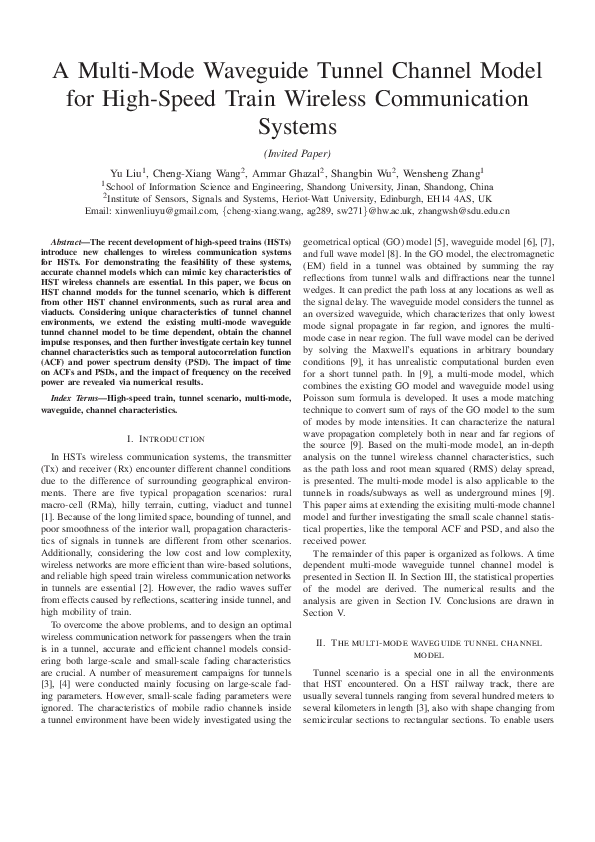 (PDF) A multi-mode waveguide tunnel channel model for high-speed train wireless communication ...