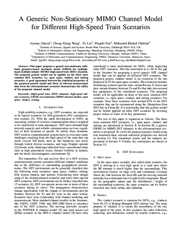 (PDF) A generic non-stationary MIMO channel model for different high ...