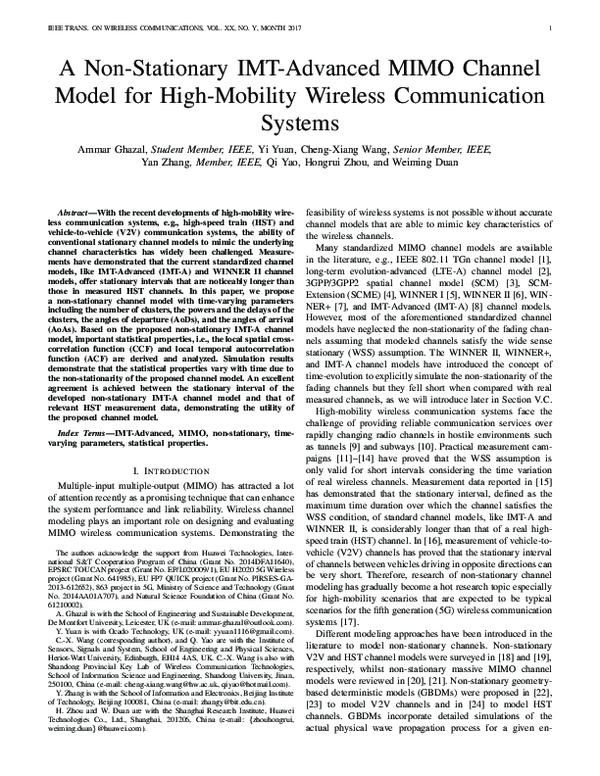(PDF) A Non-Stationary IMT-Advanced MIMO Channel Model for High ...