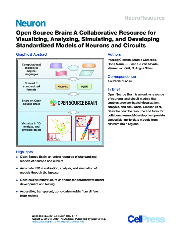 Pdf Open Source Brain A Collaborative Resource For Visualizing Analyzing Simulating And