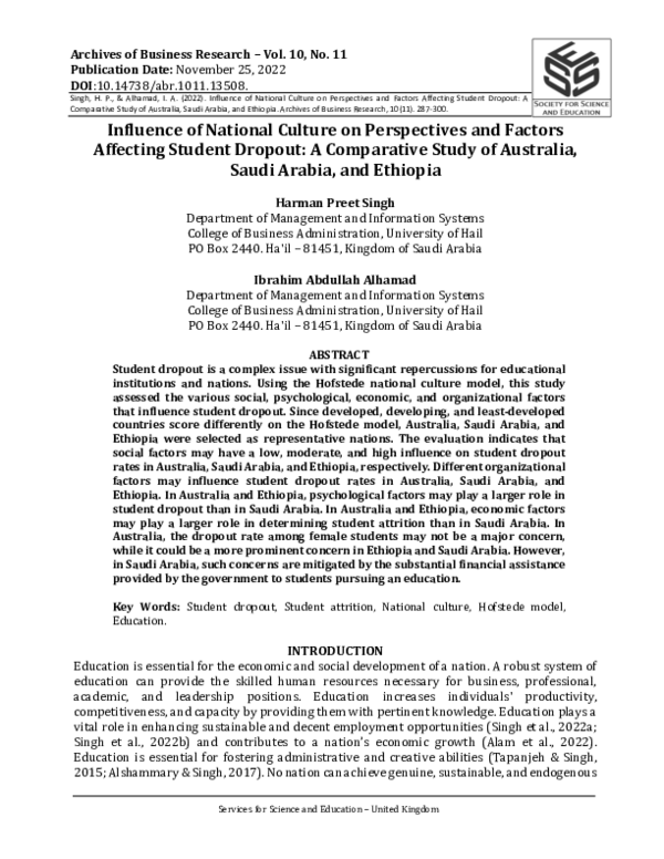(PDF) Influence of National Culture on Perspectives and Factors ...
