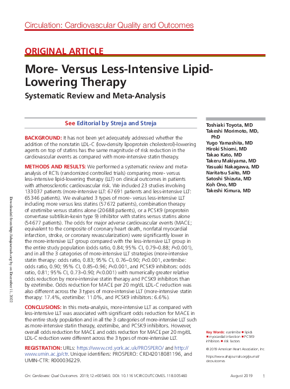 (PDF) More- Versus Less-Intensive Lipid-Lowering Therapy