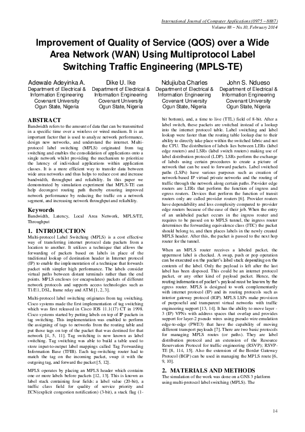 Pdf Improvement Of Quality Of Service Qos Over A Wide Area Network