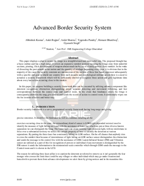 (PDF) Advanced Border Security System
