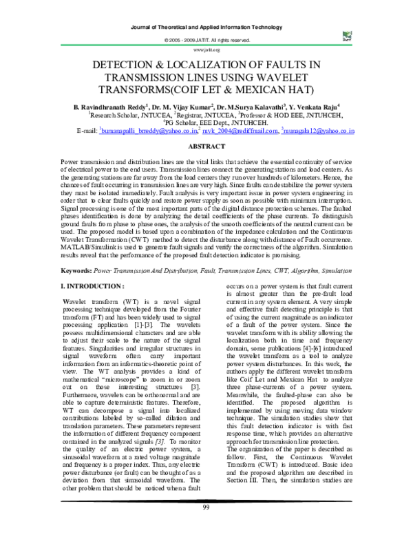 Pdf Detection And Localization Of Faults In Transmission Lines Using