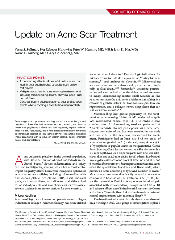 (PDF) Update on acne scar treatment
