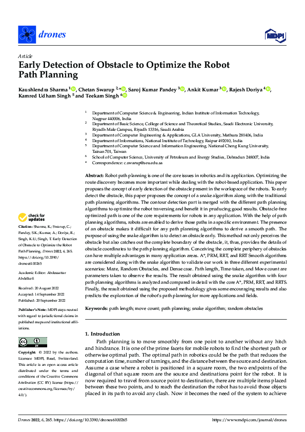 (PDF) Early Detection of Obstacle to Optimize the Robot Path Planning