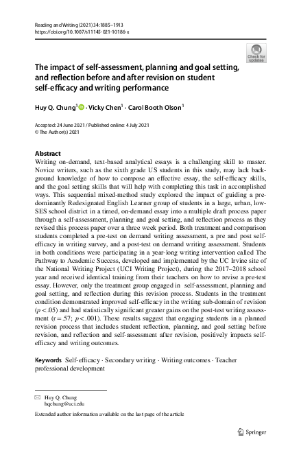 (PDF) The impact of self-assessment, planning and goal setting, and ...