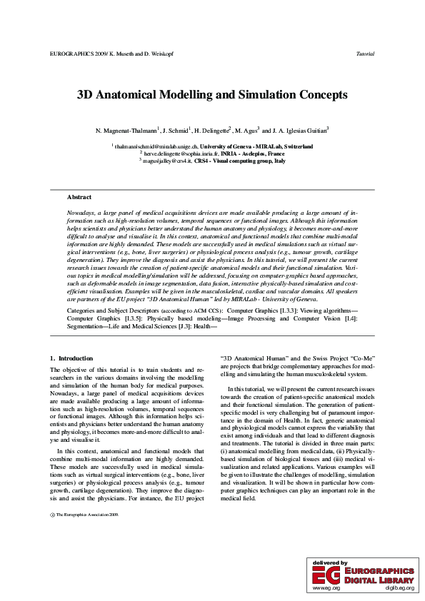 (PDF) 3D Anatomical Modelling and Simulation Concepts
