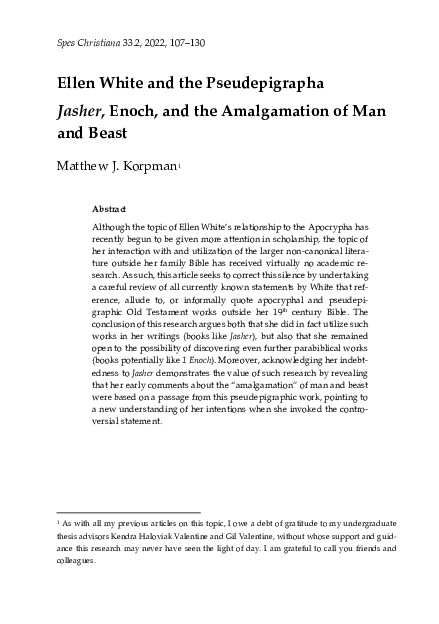 (PDF) “Ellen White and the Pseudepigrapha: Jasher, Enoch, and the ...