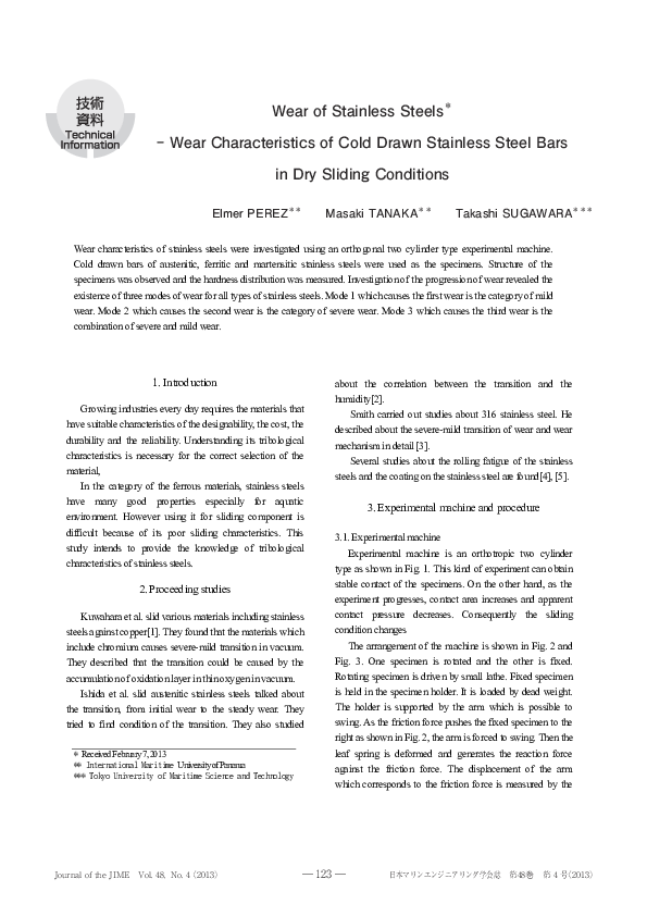 (PDF) Wear of Stainless Steels - Wear Characteristics of Cold Drawn ...