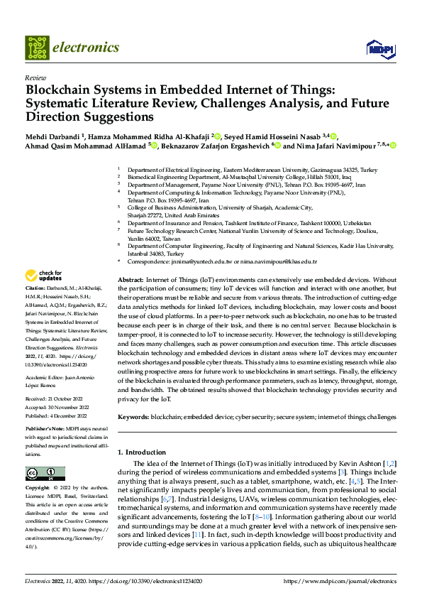 (PDF) Blockchain Systems in Embedded Internet of Things: Systematic Literature Review ...