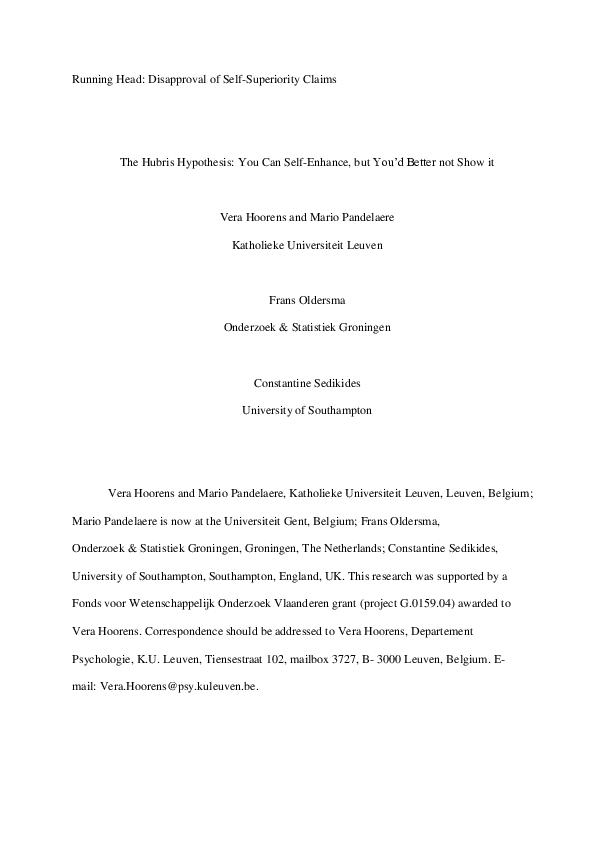 (PDF) Disapproval of Self-Superiority Claims