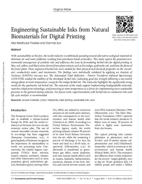 (PDF) Engineering Sustainable Inks from Natural Biomaterials for ...