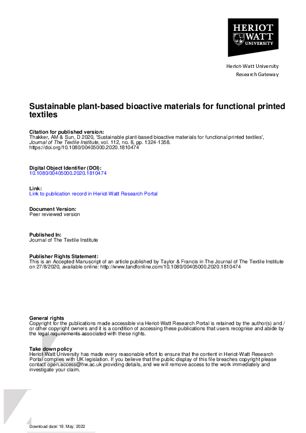 (PDF) Sustainable plant-based bioactive materials for functional ...