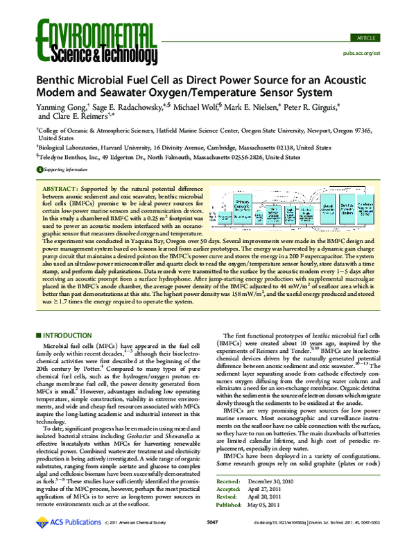 (PDF) Benthic Microbial Fuel Cell as Direct Power Source for an ...
