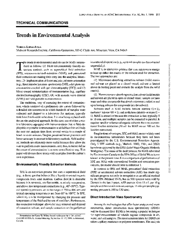 (PDF) Trends in Environmental Analysis