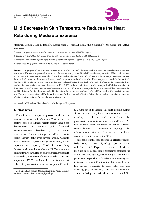 (PDF) Mild Decrease in Skin Temperature Reduces the Heart Rate during ...