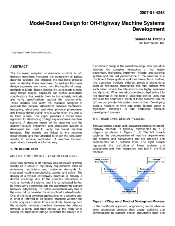 (PDF) Model-Based Design for Off-Highway Machine Systems Development