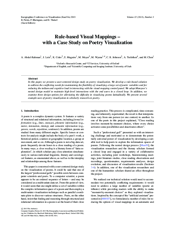 (PDF) Rule-based Visual Mappings - with a Case Study on Poetry Visualization