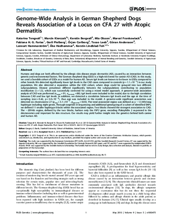 (PDF) Transcriptomes from German shepherd dogs reveal differences in ...