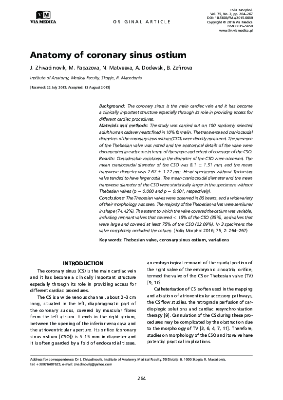 (PDF) Anatomy of coronary sinus ostium | Biljana Zafirova - Academia.edu