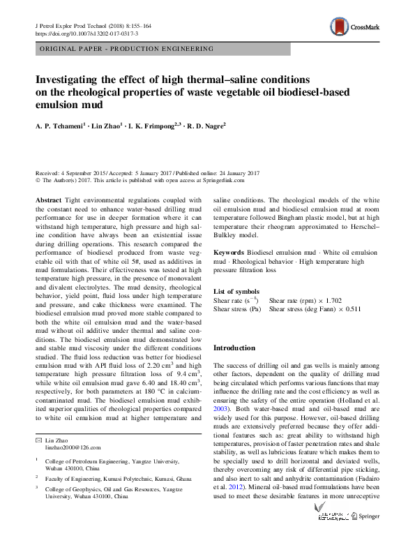 (PDF) Investigating the effect of high thermal–saline conditions on the rheological properties ...